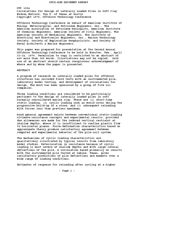 Laterally Loaded Piles in Soft Clay | PDF | Deep Foundation | Petroleum