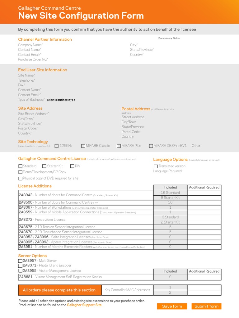 New Site Configuration Form: Channel Partner Information | PDF ...