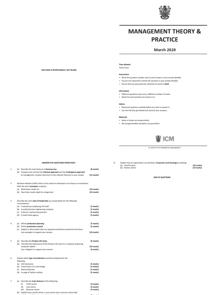 Management Theory Practice Pdf Business Economies