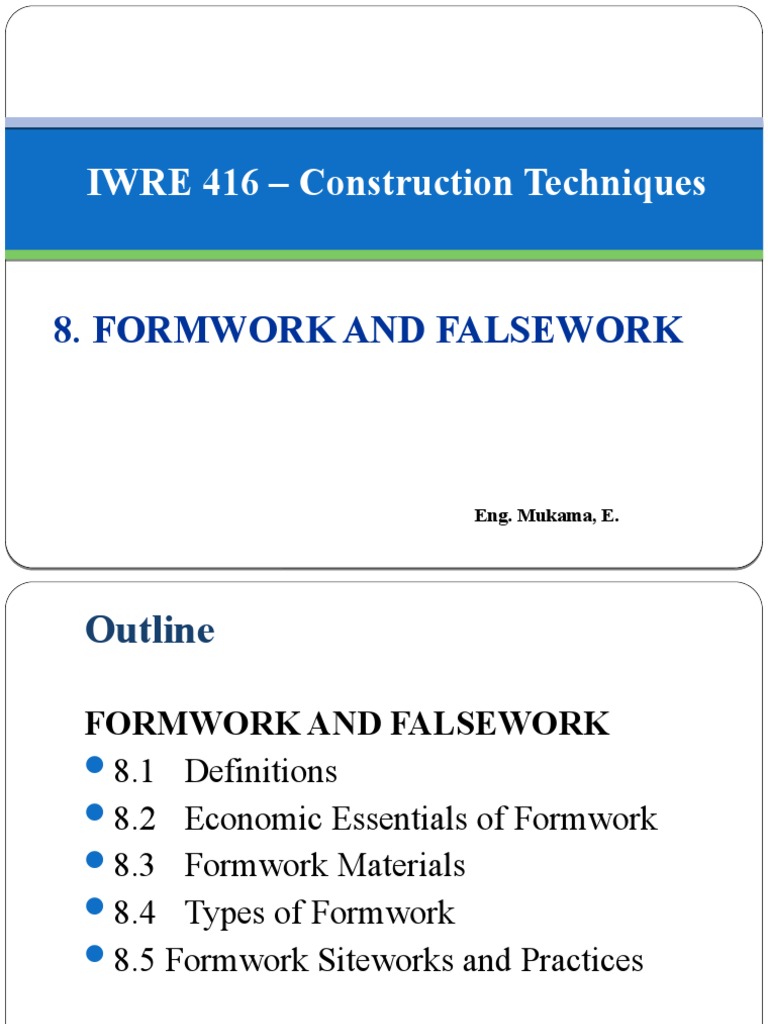 8-IWRE 416-Formwork and Falsework | PDF | Lumber | Concrete