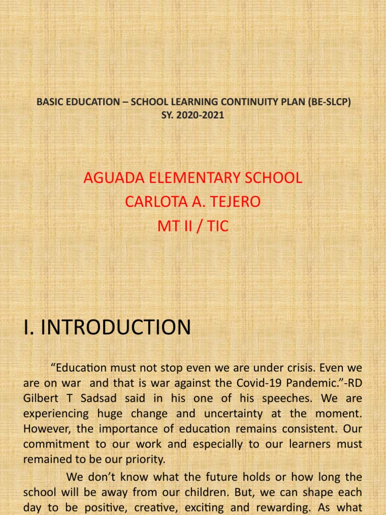 Aguada Elementary School Learning Plan | PDF | Educational Technology ...