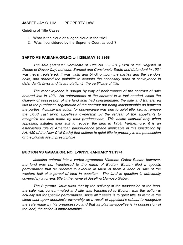 Property Homework LIM PDF | PDF | Title (Property) | Deed