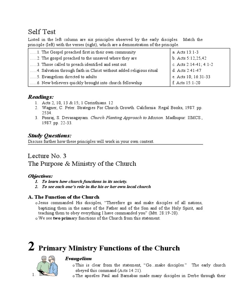 Self Test: Primary Ministry Functions of The Church | PDF | Acts Of The ...