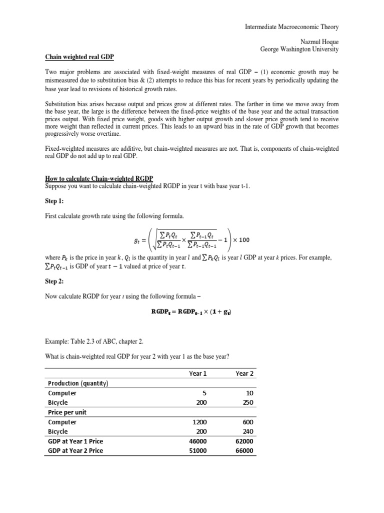 Chain Weighted Real GDP Calculation | PDF | Real Gross Domestic Product ...