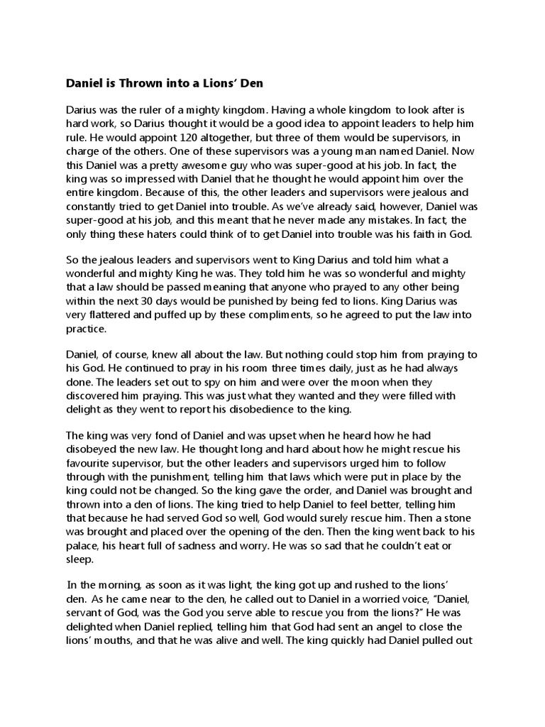 Daniel Is Thrown Into A Lions | PDF | Religion & Spirituality