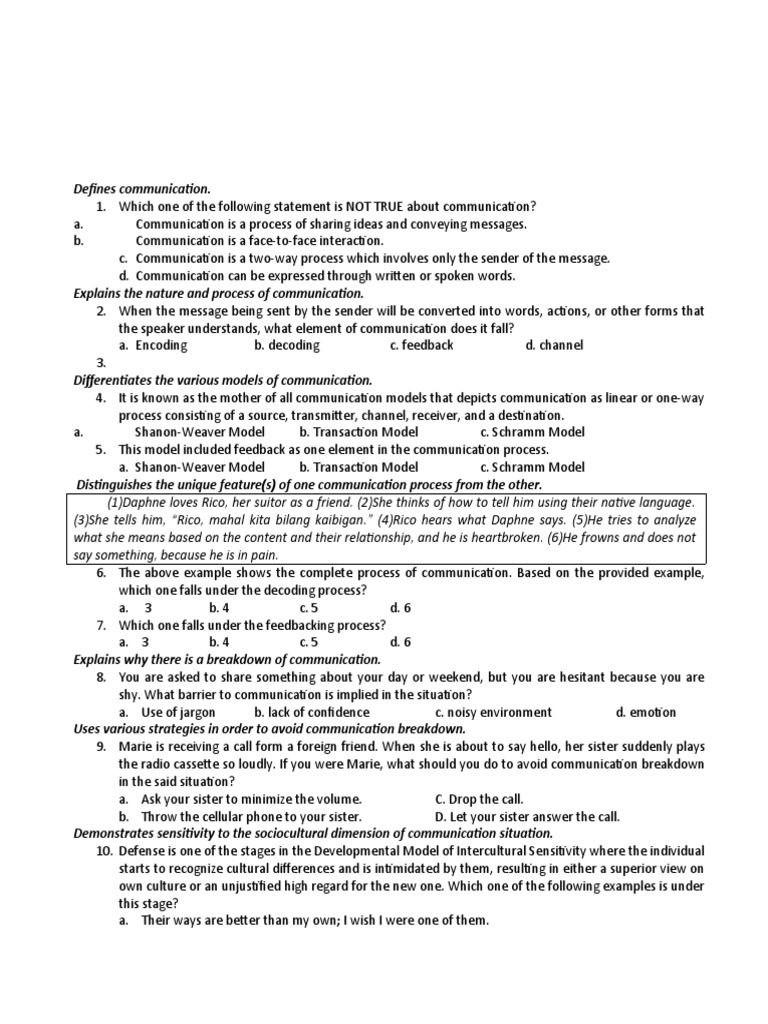 First Quarter Exam in Oral Communication | PDF | Communication ...