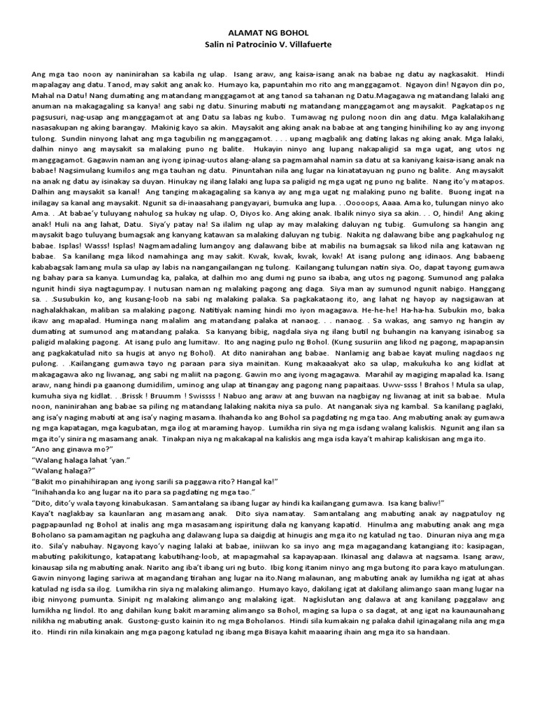 Alamat NG Bohol | PDF