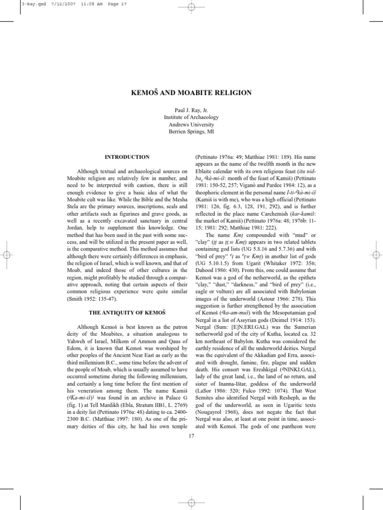 Kemosh and Moabite Religion PDF | PDF | Religion And Belief