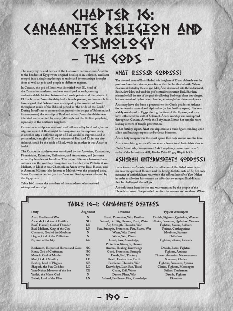 Canaanite Religion and Cosmology: - The Gods | PDF | Deities | Ancient ...