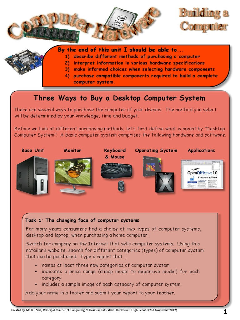 Three Ways To Buy A Desktop Computer System: by The End of This Unit I ...