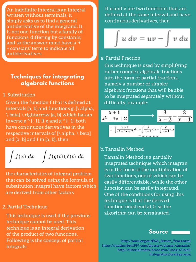 Techniques For Integrating Algebraic Functions: A. Partial Fraction ...
