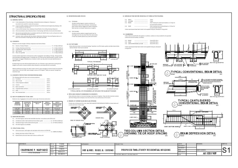 Sample Structural Plan | PDF | Beam (Structure) | Prestressed Concrete