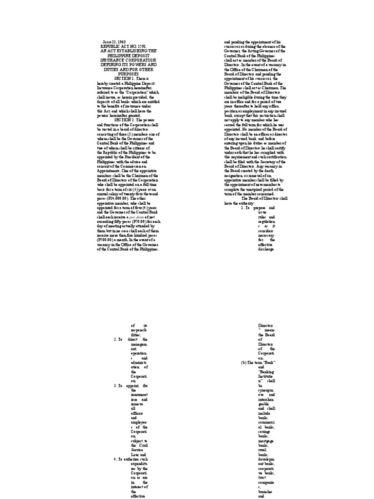 PDIC Charter | PDF | Deposit Account | Banks