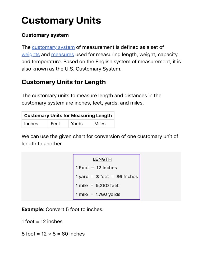 What Is Customary Units - Definition, Facts and Examples | PDF | Pint ...