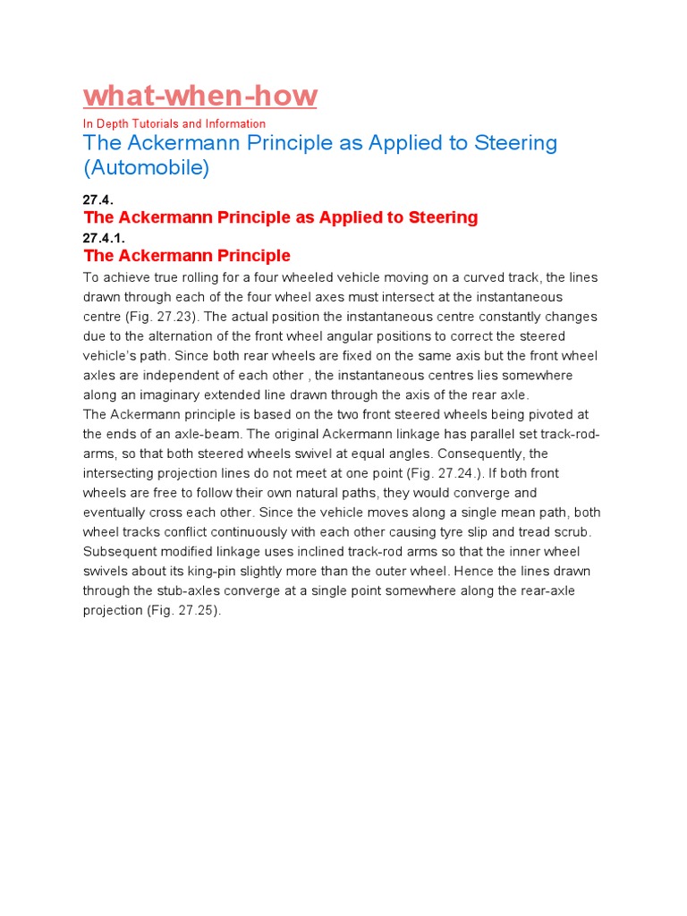 What-When-How: The Ackermann Principle As Applied To Steering ...