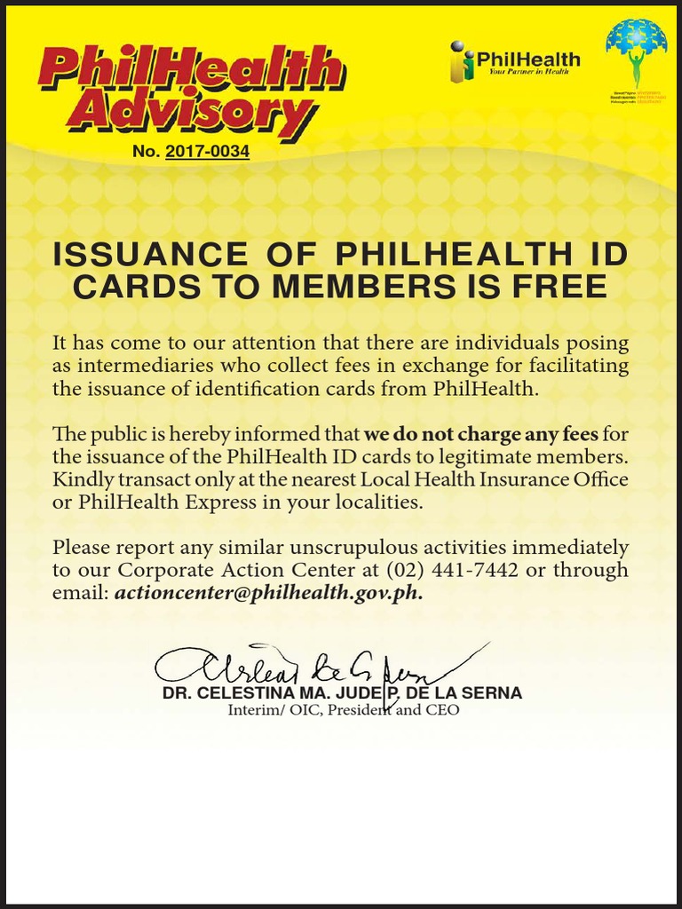 Issuance of Philhealth Id Cards To Members Is Free: Interim/ OIC ...