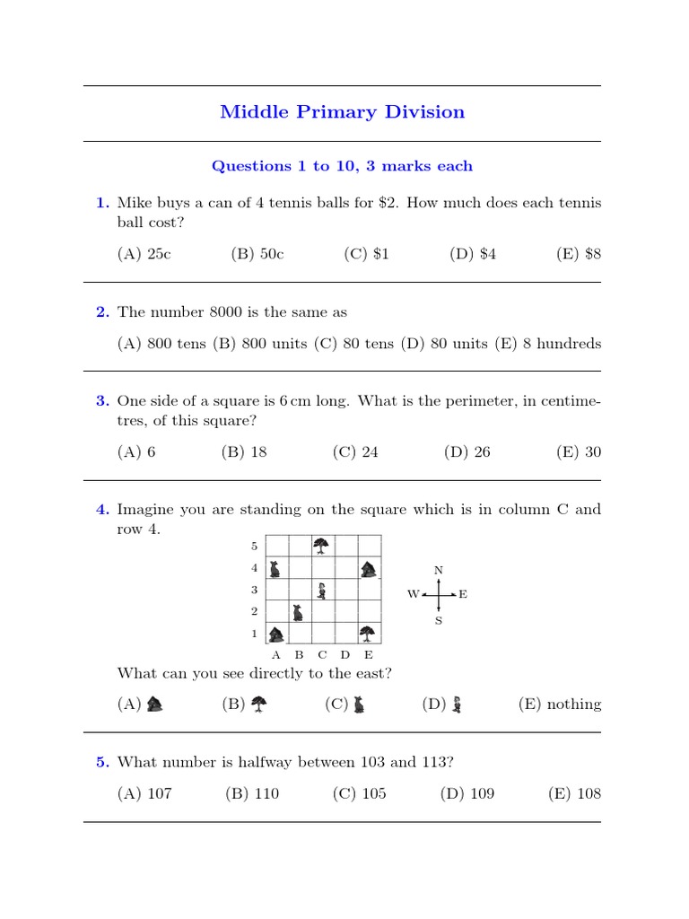 Primary 4 Division Questions 1-10 | PDF | Leisure | Sports