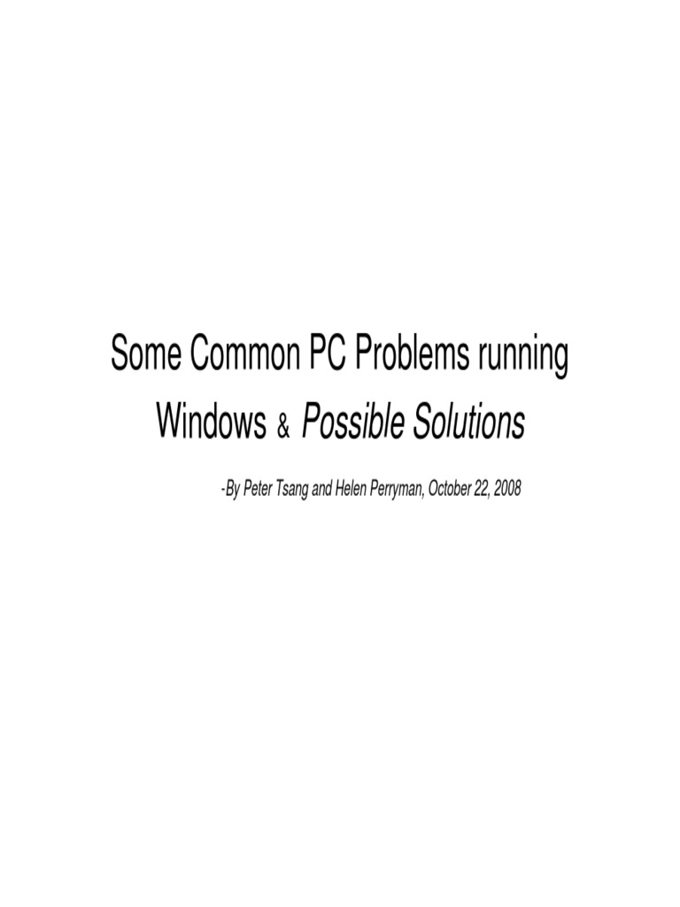 Some Common PC Problems Running Windows: Possible Solutions | PDF ...