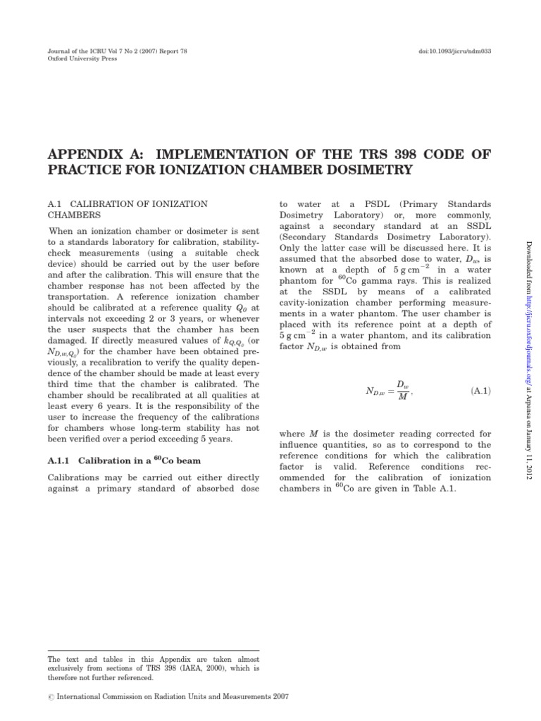 Implementation of trs-398 | PDF | Dosimetry | Absorbed Dose