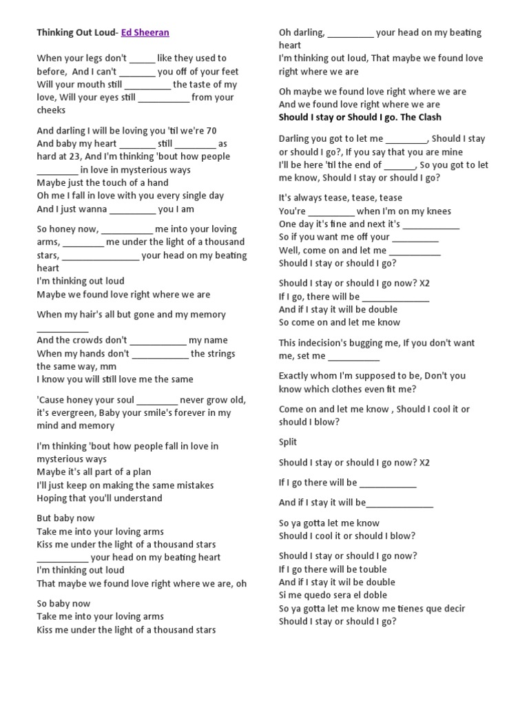 Ed Sheeran: Thinking Out Loud | PDF