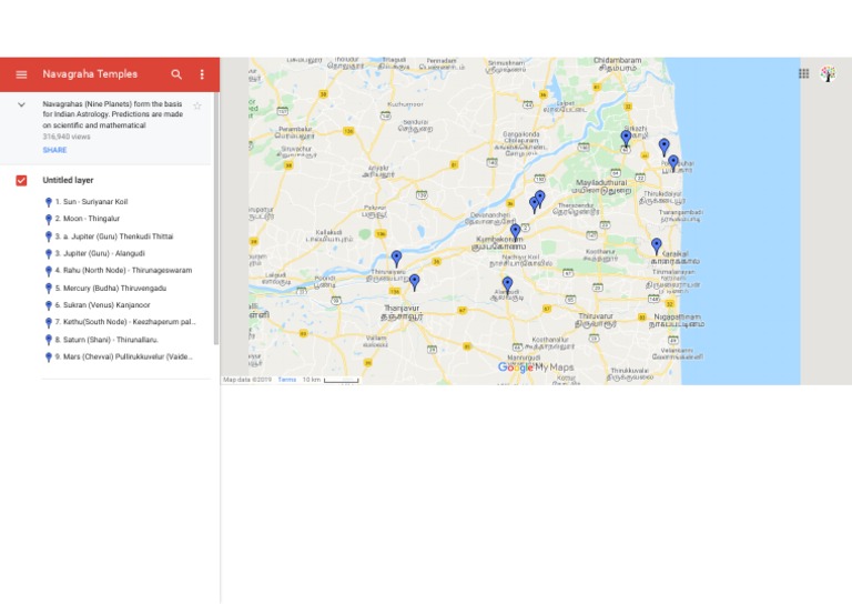 Navagraha Temples - Google My Maps | PDF