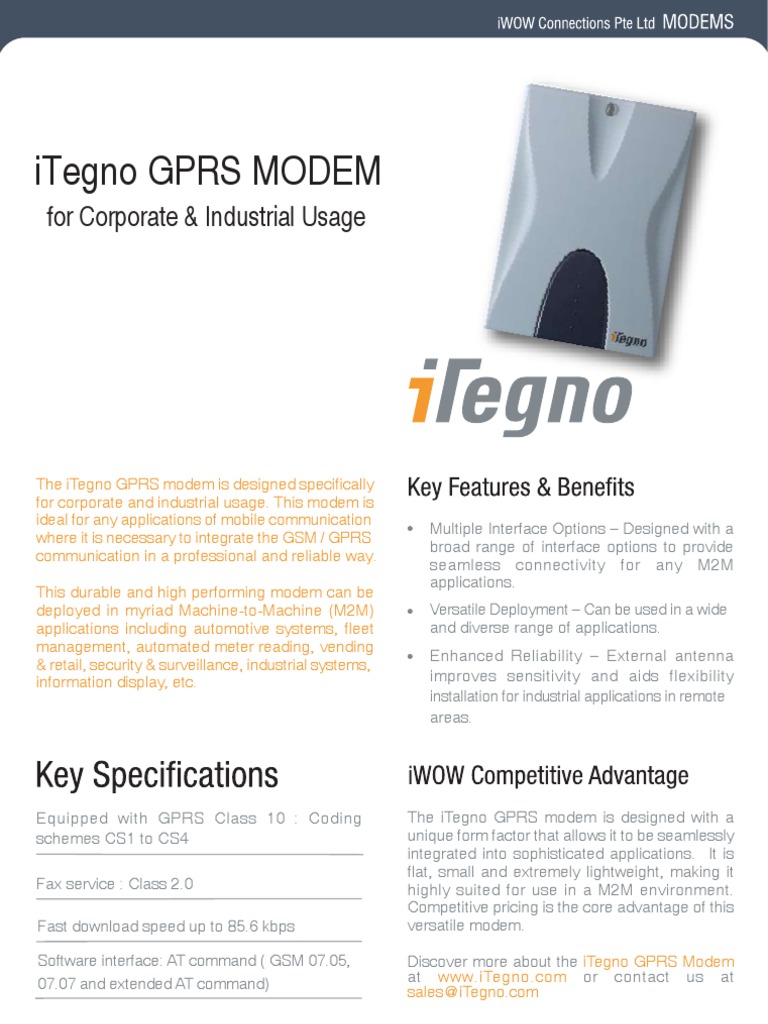 Itegno 38XX GPRS Modem - Version 3 | PDF