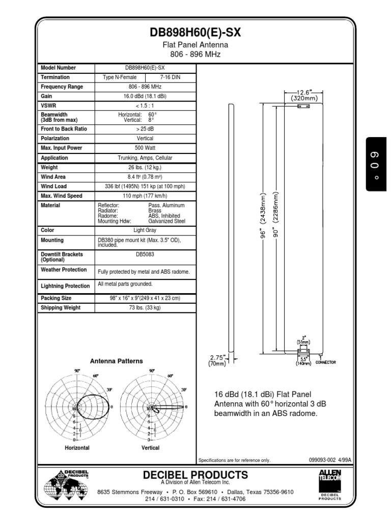 DB898H60 (E) - SX: Decibel Products | PDF | Antenna (Radio ...
