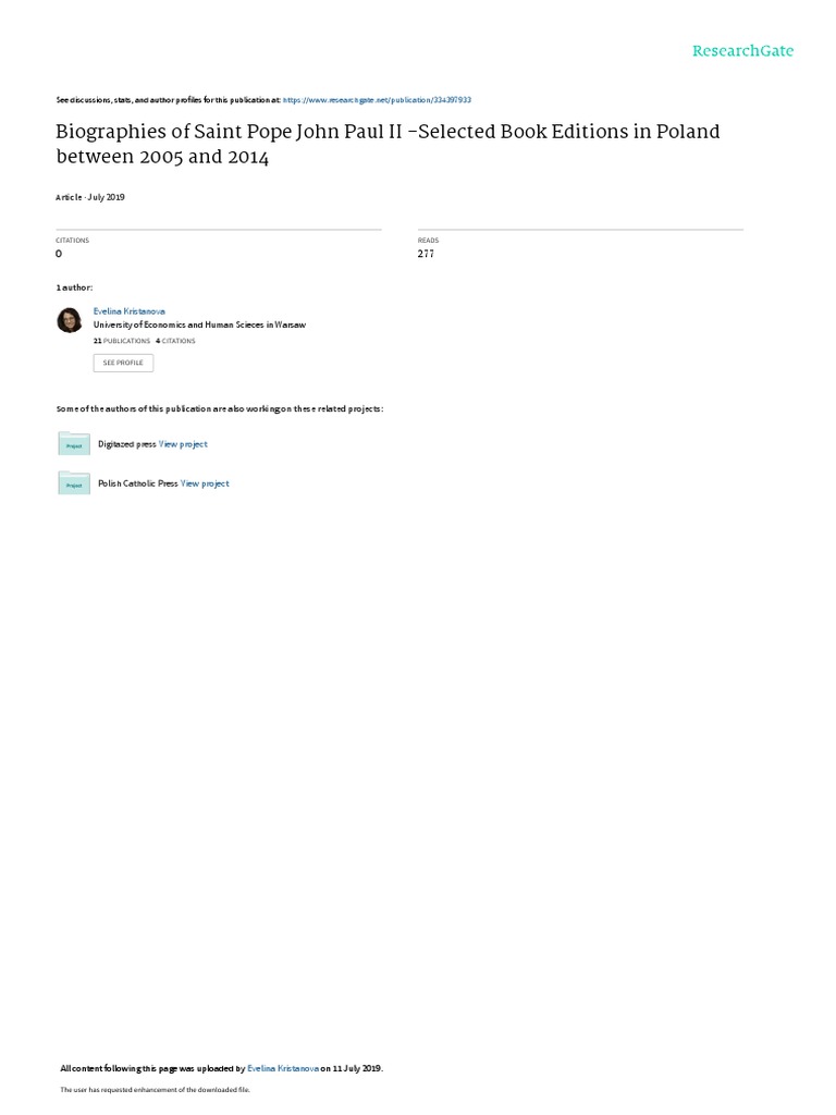 Biographies of Saint Pope John Paul II - Selected Book Editions in ...