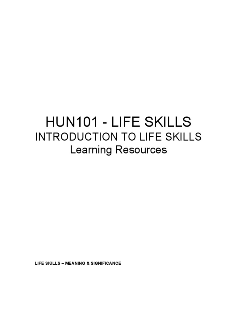 Hun101 - Life Skills | PDF | Critical Thinking | Life Skills