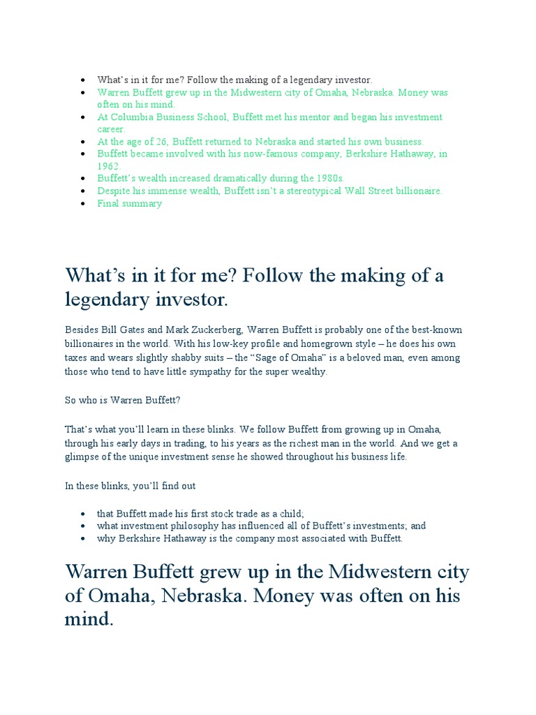 Buffett The Making of An American Capitalist by Roger Lowenstein | PDF ...