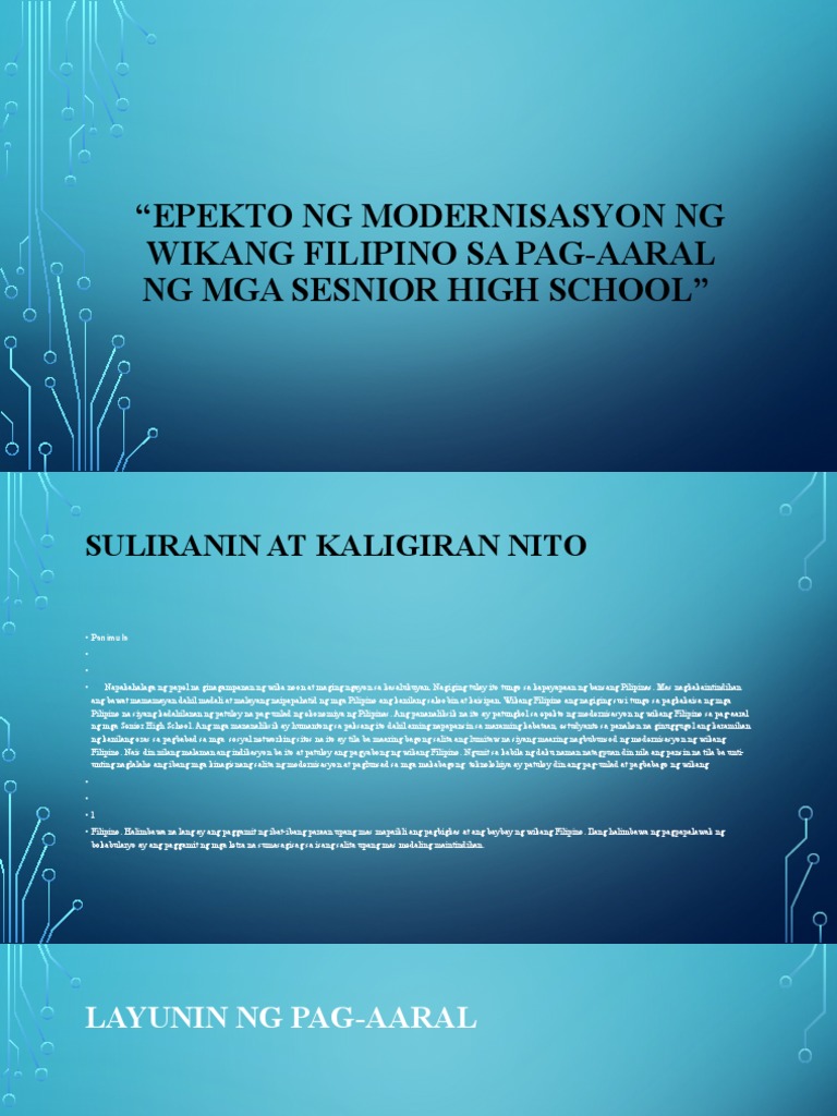 Epekto NG Modernisasyon NG Wikang Filipino Sa | PDF