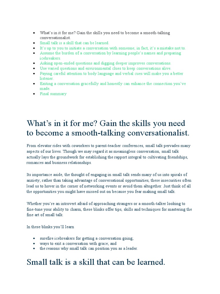 Mastering the Art of Small Talk: A Guide to Becoming a Smooth and ...