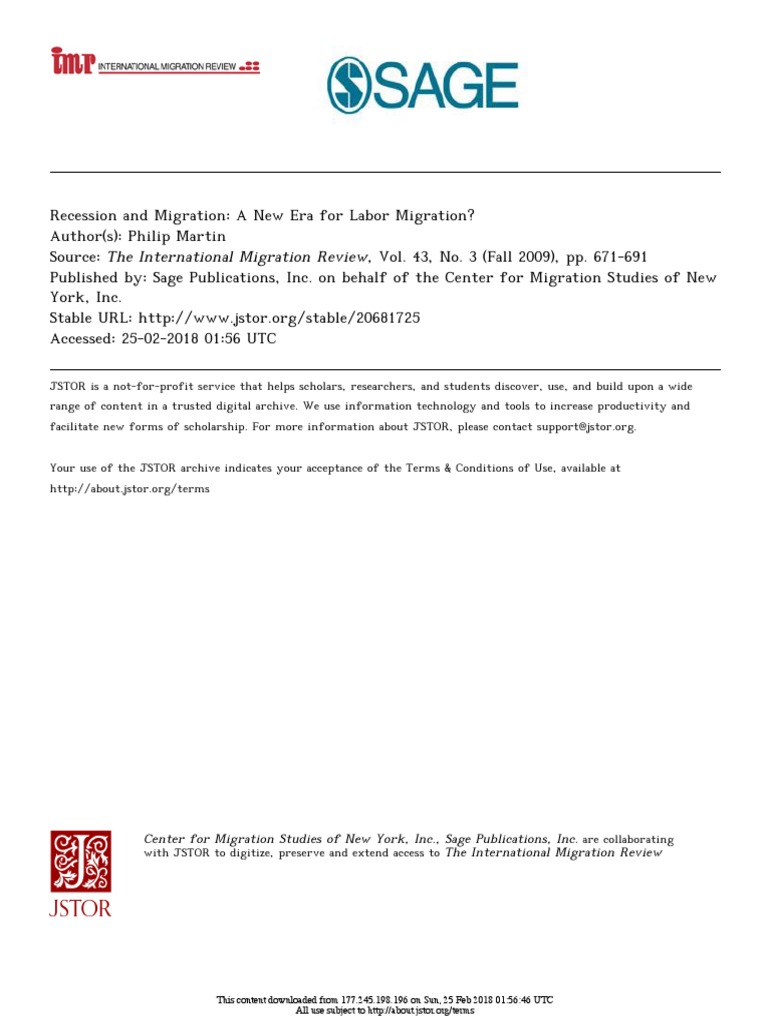 The International Migration Review | PDF | Immigration | Recession