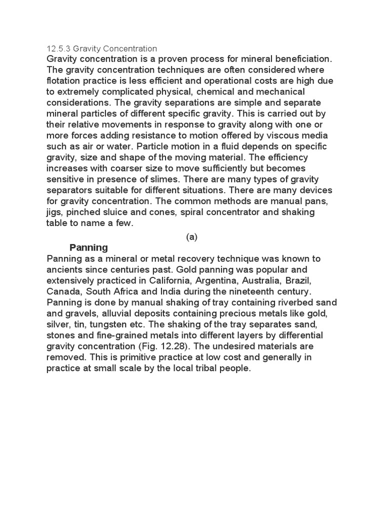 Gravity Concentration Methods for Mineral Beneficiation: A Review of ...