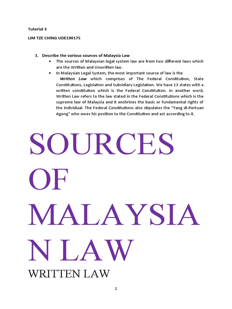 Tutorial Malaysian Legal Sytem | PDF | Precedent | Bill (Law)