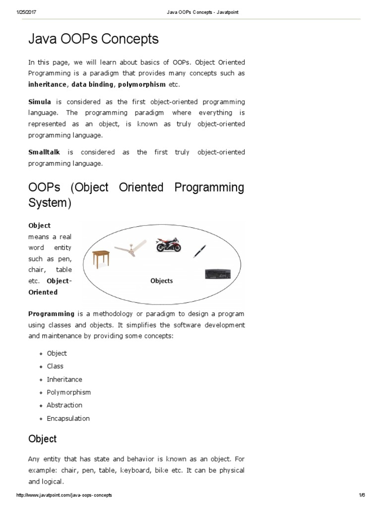 Java Oops Concepts Javatpoint Pdf Object Oriented Programming Method Computer Programming