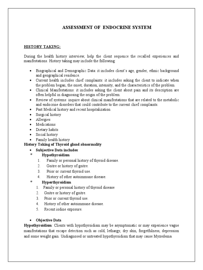 Endocrine Assessment | PDF | Thyroid | Glycated Hemoglobin
