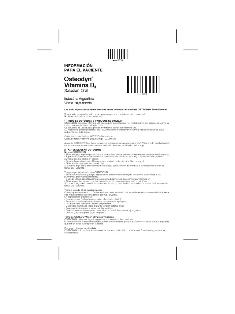 IPP - OSTEODYN (Solucion Oral) PDF | PDF | Vitamina D | Medicamentos ...