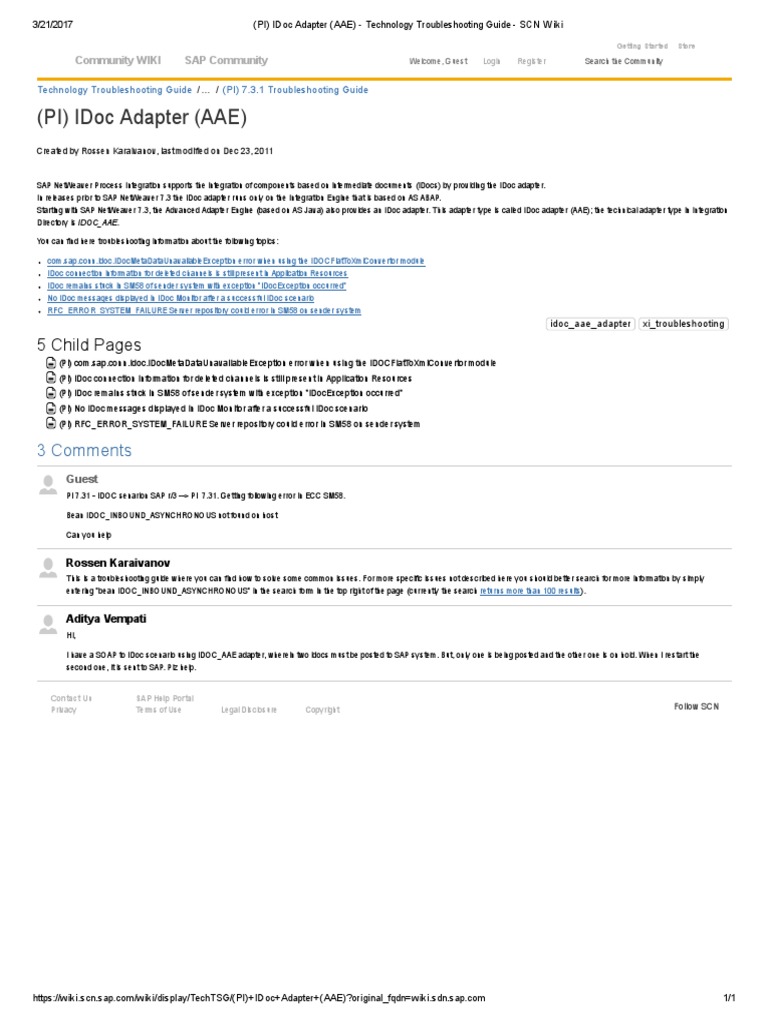 (PI) IDoc Adapter (AAE) - Technology Troubleshooting Guide - SCN Wiki ...