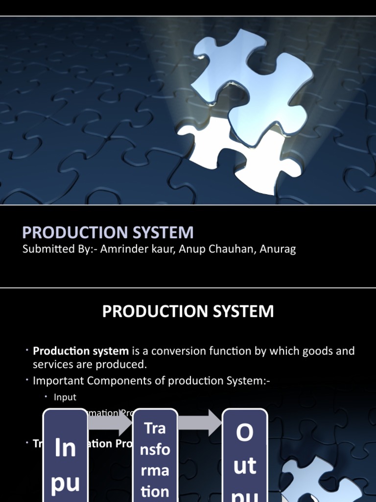 Production System: Submitted By:-Amrinder Kaur, Anup Chauhan, Anurag ...