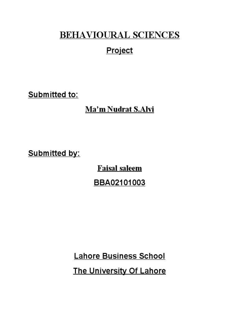 Behavioural Sciences: Project | PDF | Extraversion And Introversion | Personality Traits