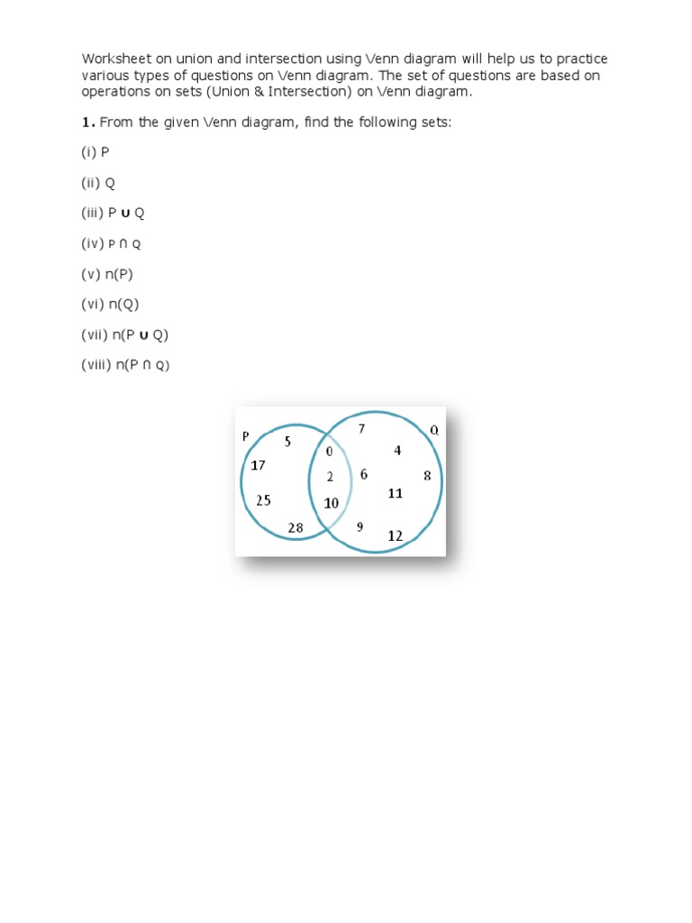 Ven Diagrams Worksheet | PDF