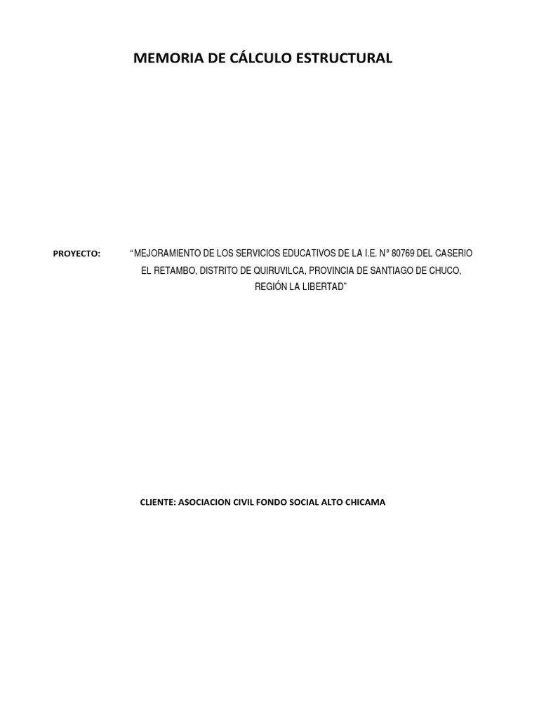 Memoria de Calculo Estructural | PDF | Fundación (Ingeniería) | Rigidez
