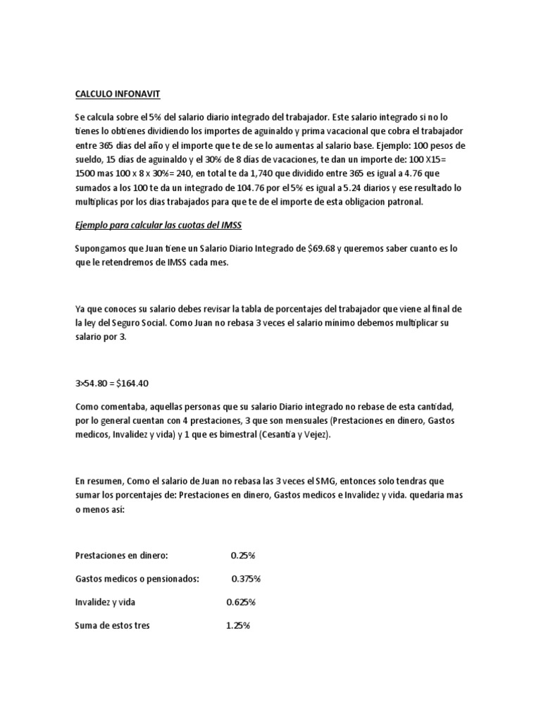 Calculo Infonavit | PDF | Finanzas y dinero