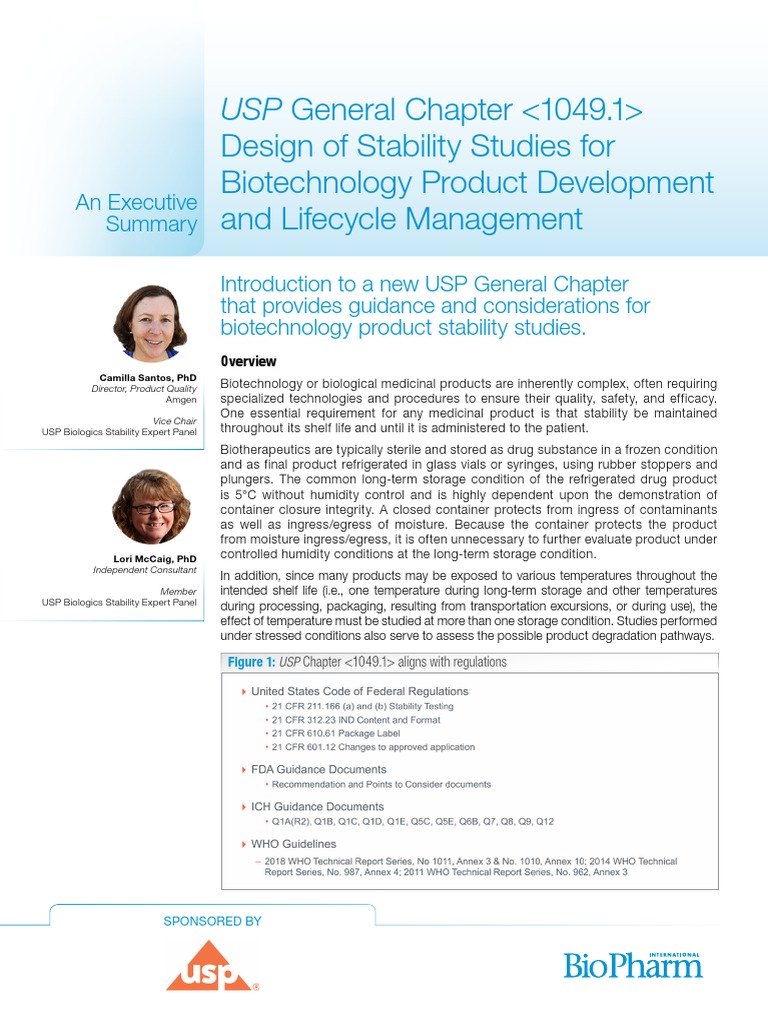 USP 1049.1 Design of Stability Studies For Biotechnology Product ...