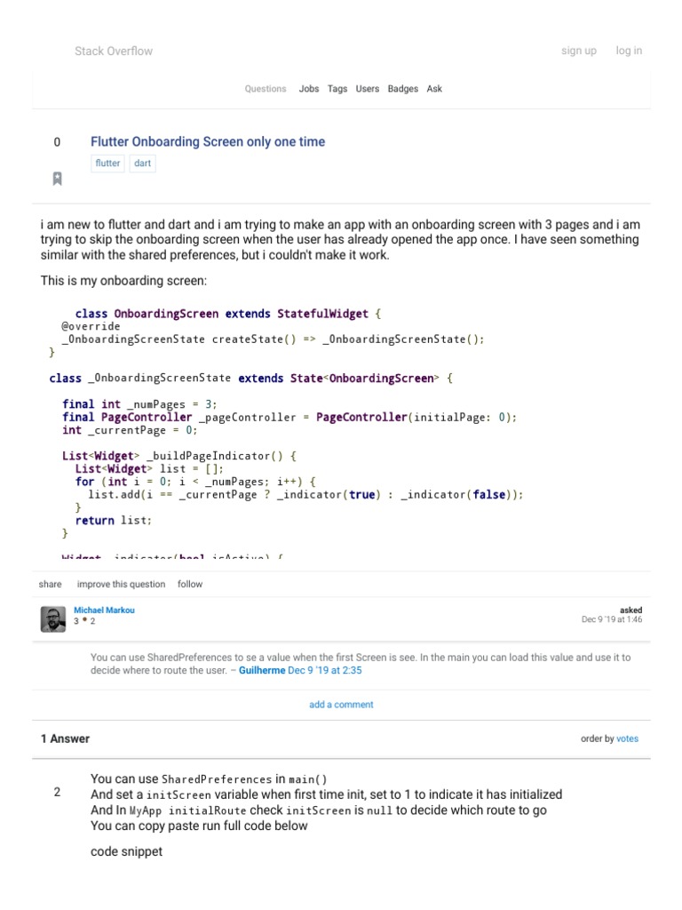 Flutter Onboarding Screen Only One Time - Stack Overflow PDF | PDF | Web 2.0 | Human–Computer ...