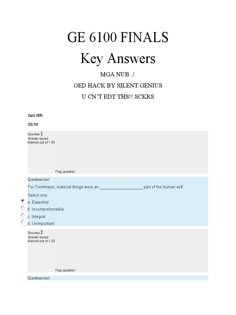 Ge 6100 Finals Key Answers: Mga Nub ./. Oed Hack by Silent Genius U CN ...