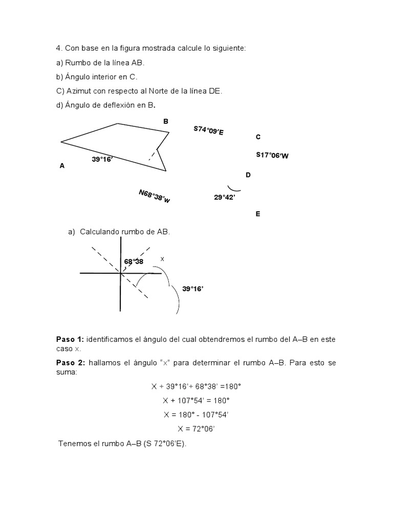Paso 1: Identificamos El Ángulo Del Cual Obtendremos El Rumbo Del A-B ...