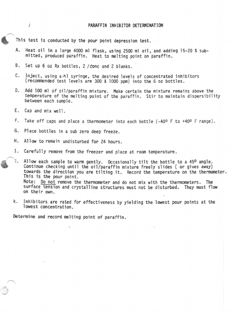 Paraffin Inhibitor Selection by Pour Point Suppression | PDF