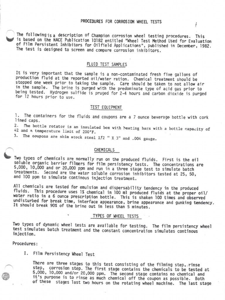 Corrosion Wheel Test Procedure | PDF
